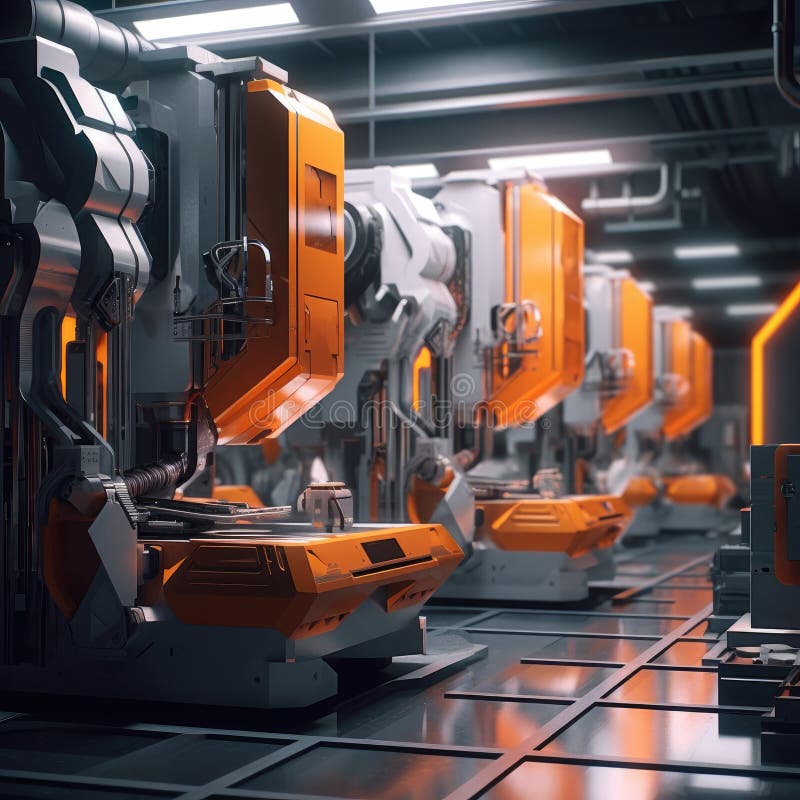 The CNC Machine of the Future Stock Illustration - Illustration of ...