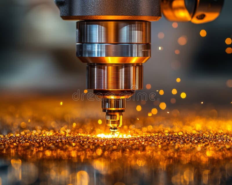CNC Machine Milling Metal, Creating a Shower of Sparks in Industrial ...