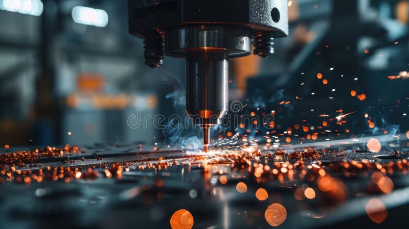 The CNC Machine Milling Process. AI Generated Stock Image - Image of ...