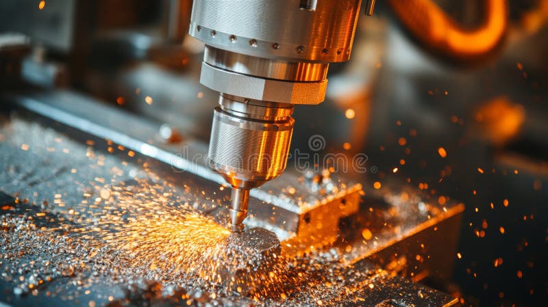 CNC Machine Milling Titanium Precision Engineering in Action, Dramatic ...