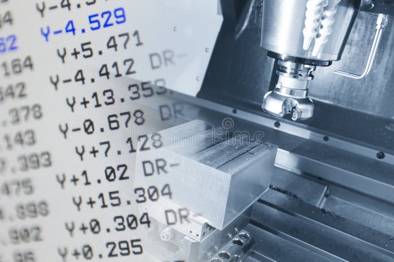 The CNC Machine and the NC Data Scene Stock Image - Image of head ...