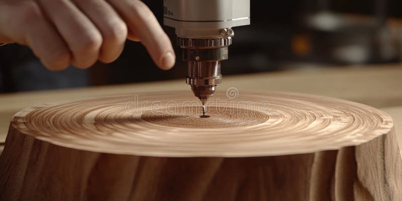 CNC Machine Precision Cutting Wood, Detail Workshop Craftsmanship ...