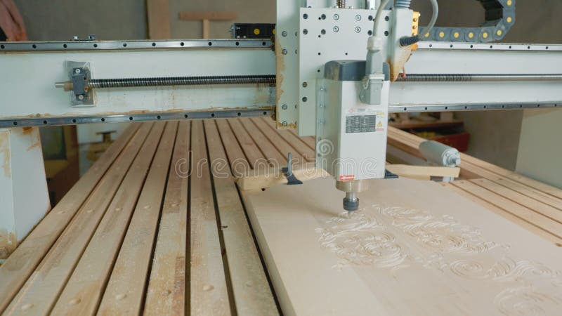 CNC Machine Processing Wood Blank Stock Video - Video of milling ...
