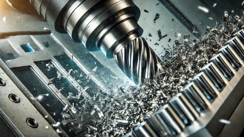 CNC Machine Tool Cutting Steel, with Metallic Shavings Stock ...