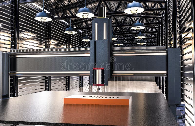 CNC Machine in the Warehouse Hangar. Stock Illustration - Illustration ...