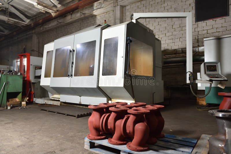 CNC Machine for Working with Metal, Slightly Dirty, is in the Factory ...