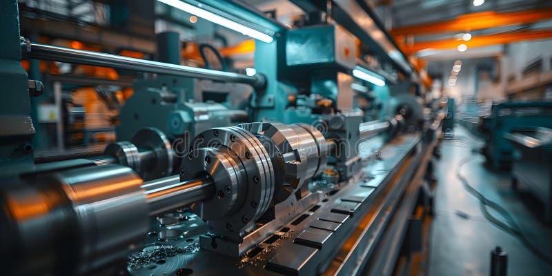 CNC Machines in a Factory Workshop Working on Metal Workpieces. Concept ...