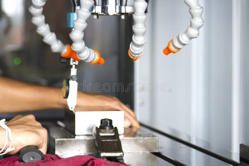 CNC Machining Center Setting Tool Tip after Cutting Metal Stock Image ...