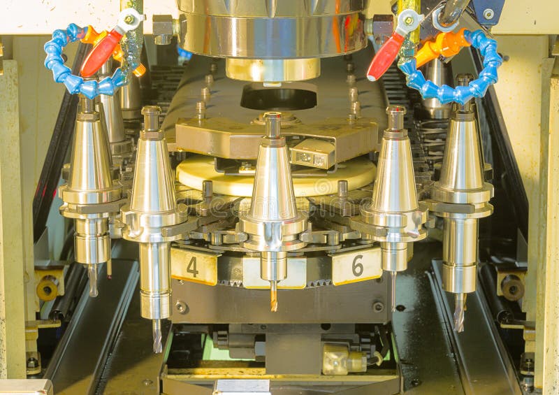 CNC Machining Center Tool Change Magazine Close Up Stock Image - Image ...
