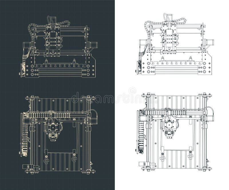 CNC Milling Machine Blueprints Illustration Stock Vector - Illustration ...