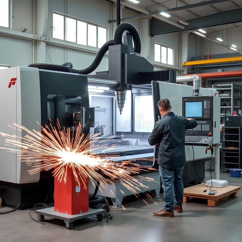 CNC Milling Machine with Controller Stock Illustration - Illustration ...