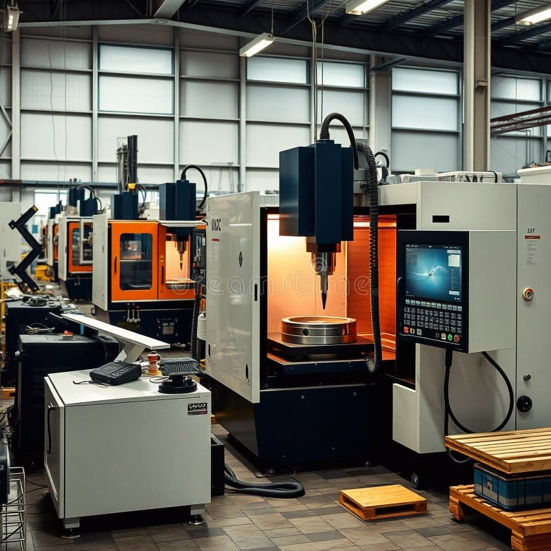 CNC Milling Machine with Controller Stock Illustration - Illustration ...