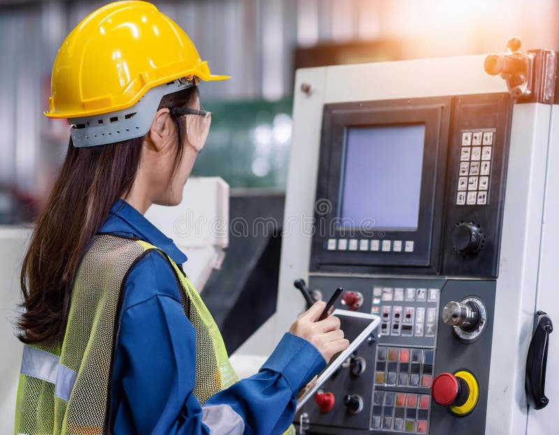 CNC Milling Machine with Controller in Factory Stock Illustration ...