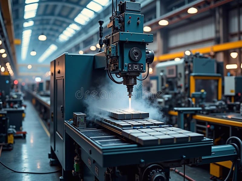 CNC Milling Machine in the Factory Stock Illustration - Illustration of ...