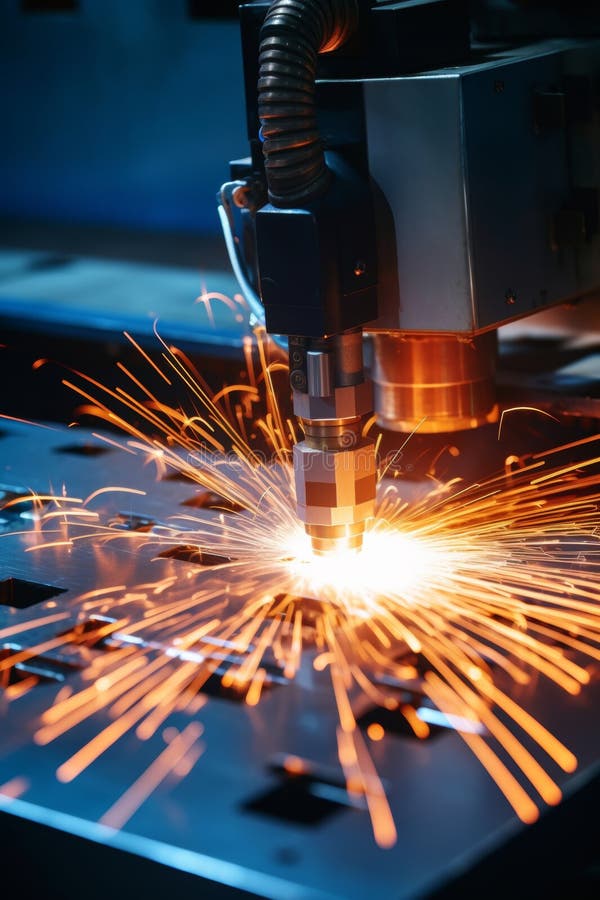 Cnc Milling Machine Crafting Complex Metal Shape with Sparks in Precise ...