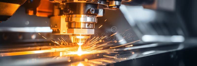 Cnc Milling Machine Crafting Intricate Metal Shape with Flying Sparks ...