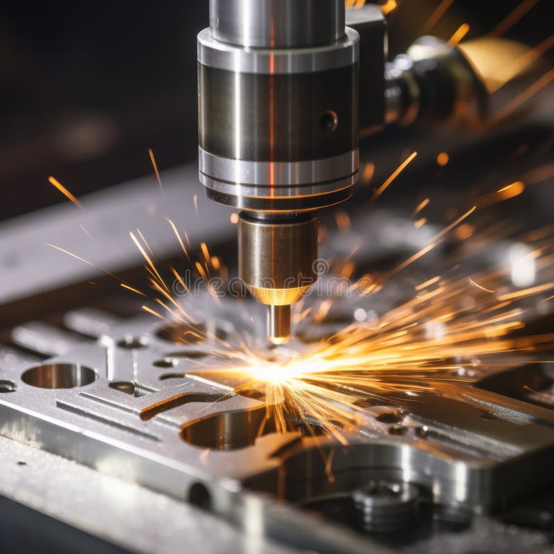 Cnc Milling Machine Crafting Intricate Metal Shape with Sparking Tool ...