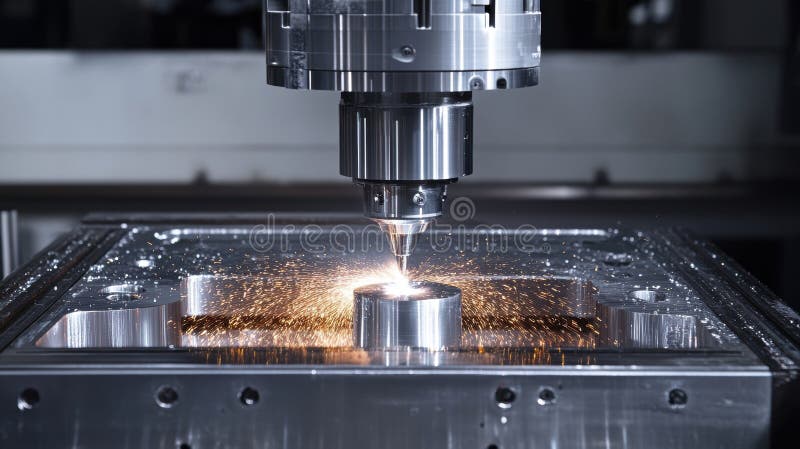 Cnc Milling Machine Creating Sparks during Metalworking Process Stock ...