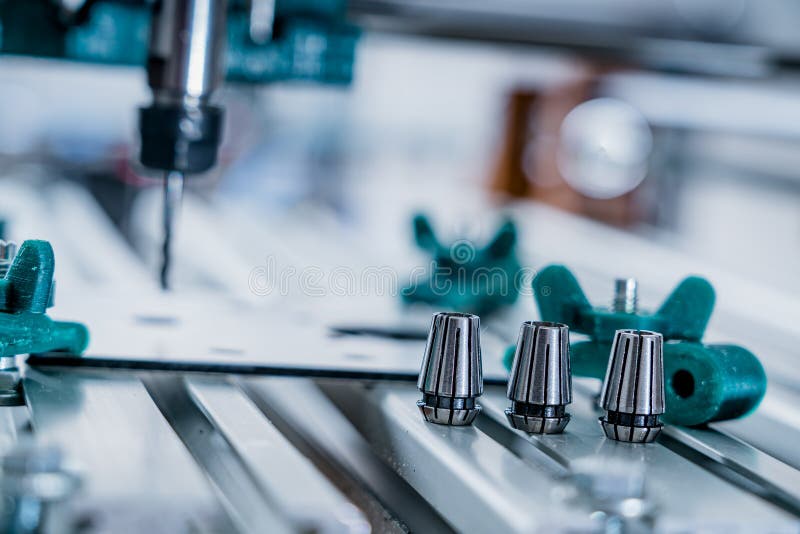 CNC Milling Machine Cutting Aluminium Part Stock Photo - Image of mill ...