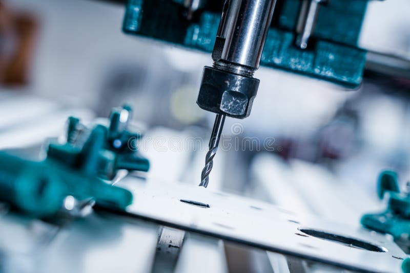 CNC Milling Machine Cutting Aluminium Part Stock Image - Image of ...