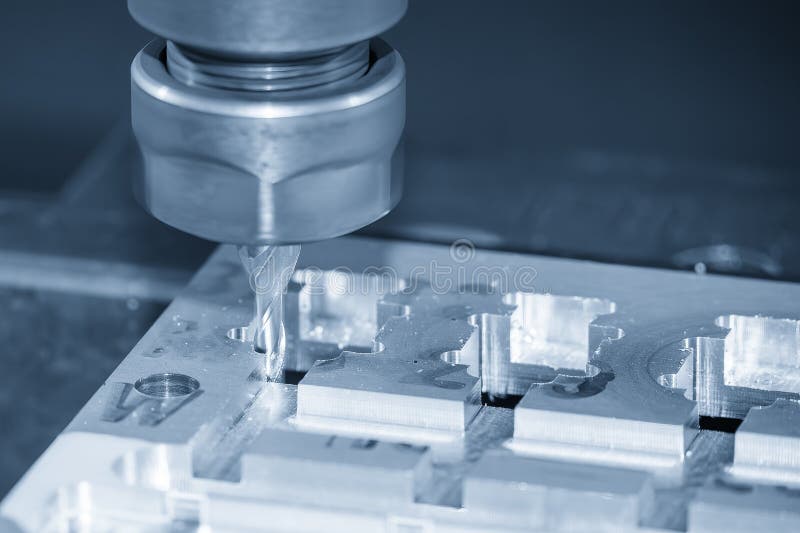 The CNC Milling Machine Cutting Aluminum Part by Solid Flat End Mill ...