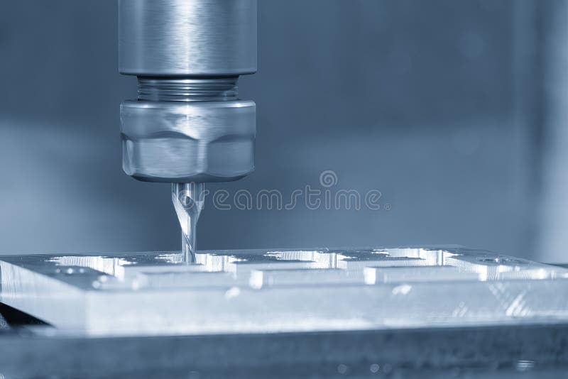 The CNC Milling Machine Cutting Aluminum Part by Solid Flat End Mill ...