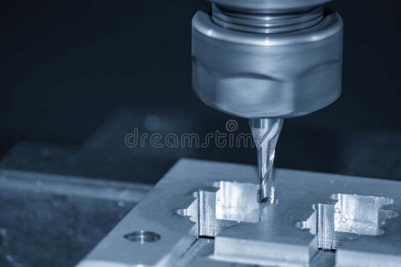 The CNC Milling Machine Cutting Aluminum Part by Solid Flat End Mill ...