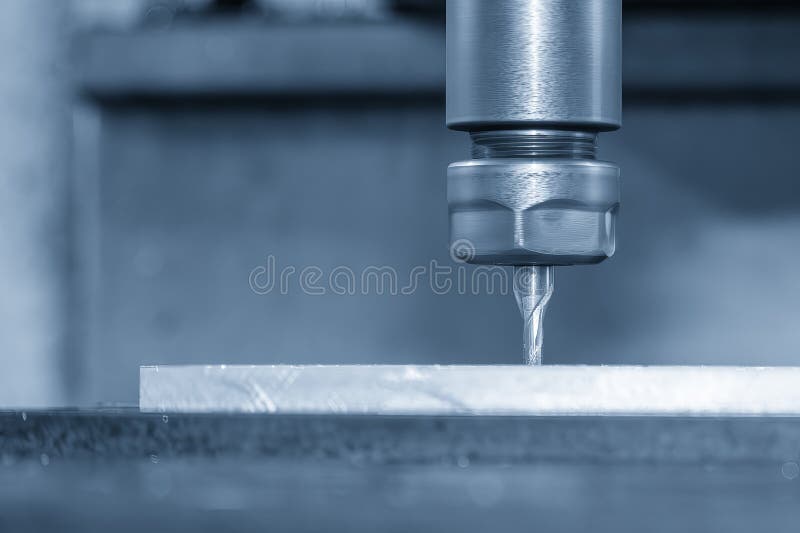 The CNC Milling Machine Cutting Aluminum Part by Solid Flat End Mill ...