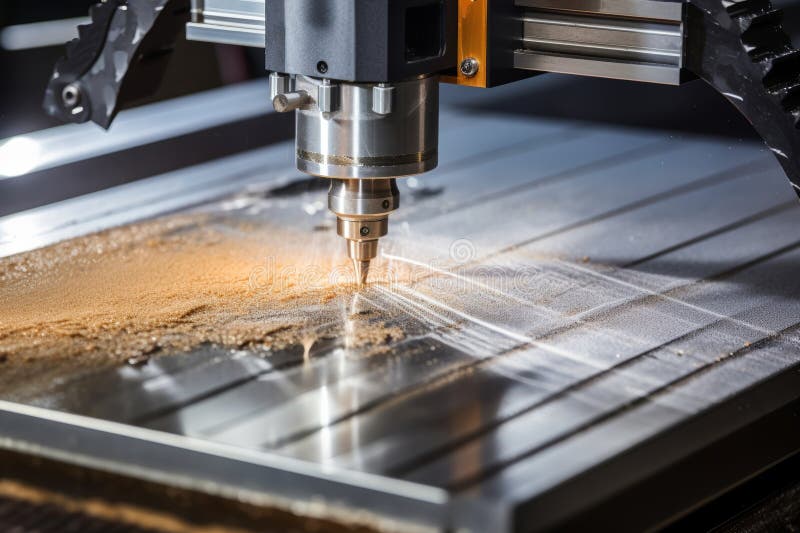 Cnc Milling Machine Cutting Complex Metal Shape with Sparks in ...