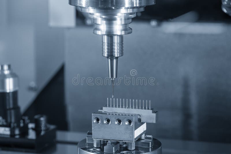 The CNC Milling Machine Cutting the Copper Electrode Parts with Solid ...