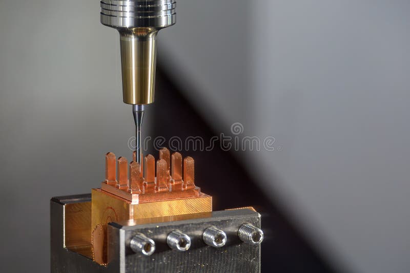 The CNC Milling Machine Cutting the Copper Electrode Parts by Solid ...