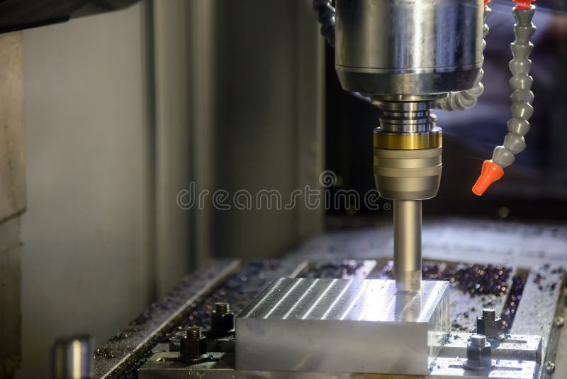 The CNC Milling Machine Cutting Cutting the Raw Material with Th Stock ...