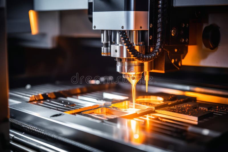 Cnc Milling Machine Cutting Intricate Shape in Metal with Sparks and ...