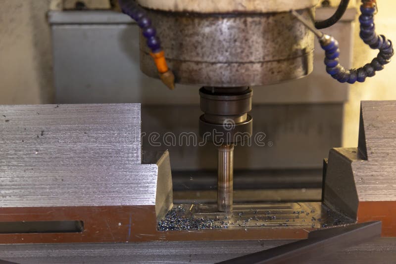 The CNC Milling Machine Cutting the Metal Mold Part Stock Image - Image ...