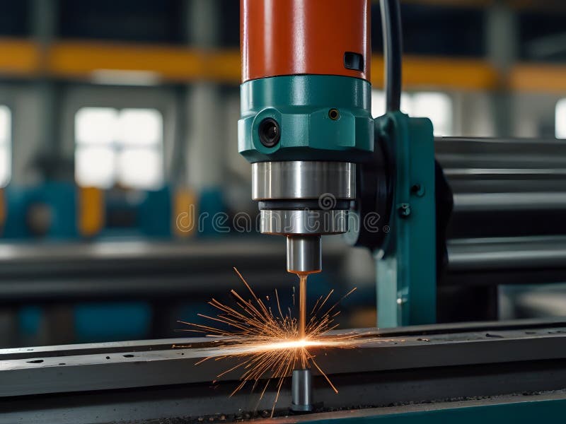 CNC Milling Machine Cutting Metal with Sparks Stock Illustration ...