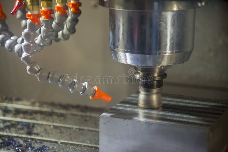 The CNC Milling Machine Cutting the Mold Base Stock Photo - Image of ...