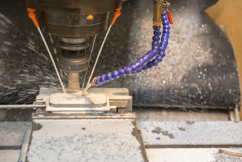 The CNC Milling Machine Cutting the Mold Part. Stock Photo - Image of ...