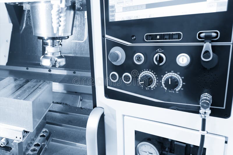 The CNC Milling Machine Cutting the Mold Part . Stock Photo - Image of ...