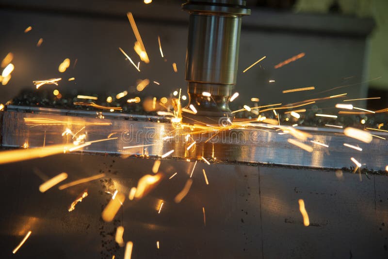 The CNC Milling Machine Cutting the Mold Part . Stock Image - Image of ...