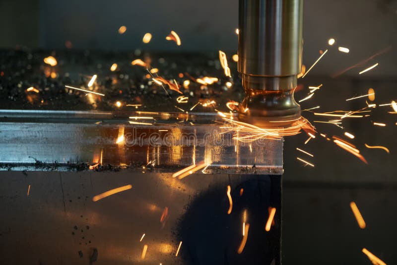 The Burning Chip from CNC Milling Machine Rough Cutting by Index-able ...