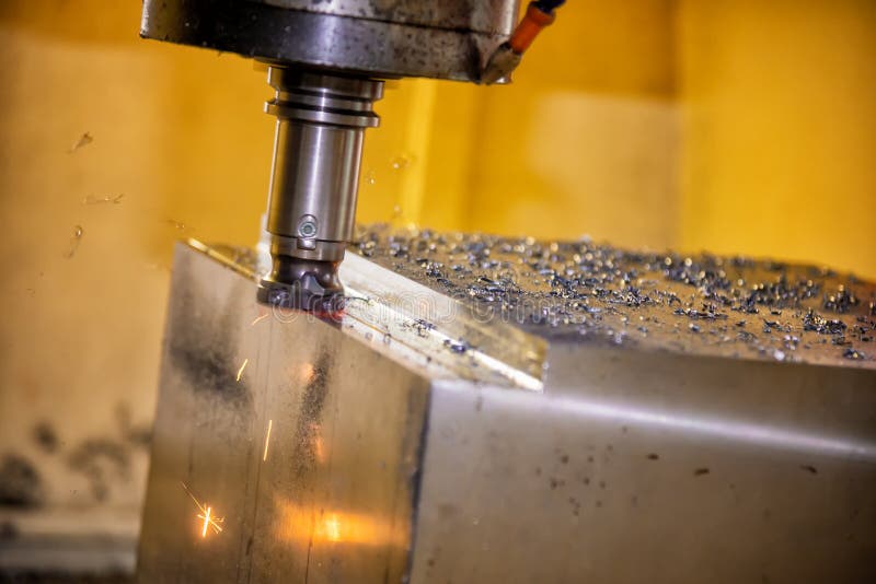 The CNC Milling Machine Cutting the Mold Part Stock Image - Image of ...