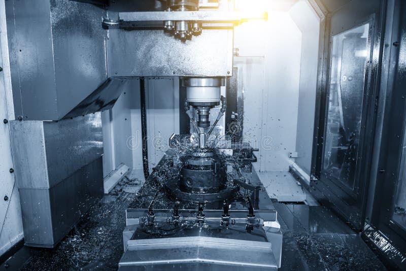 The CNC Milling Machine Cutting the Mold Parts by Solid End Mill Tools ...