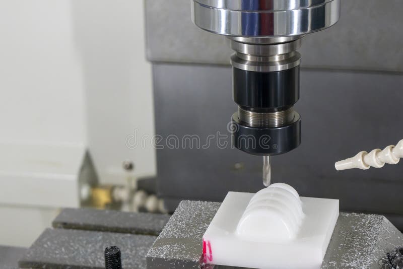 The CNC Milling Machine Cutting the Nylon Parts with Solid Ball End ...