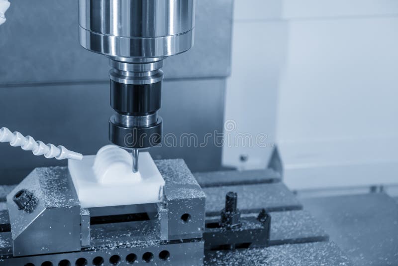 The CNC Milling Machine Cutting the Plastic Parts with Solid Ball ...