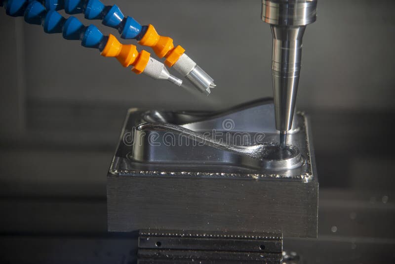 The CNC Milling Machine Cutting the Press Die Part with Ball End Mill ...