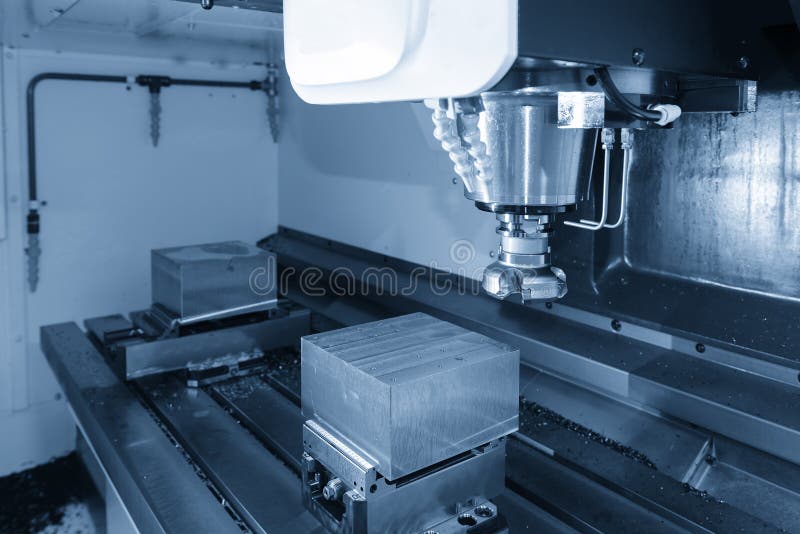 The CNC Milling Machine Cutting the Raw Material Stock Image - Image of ...