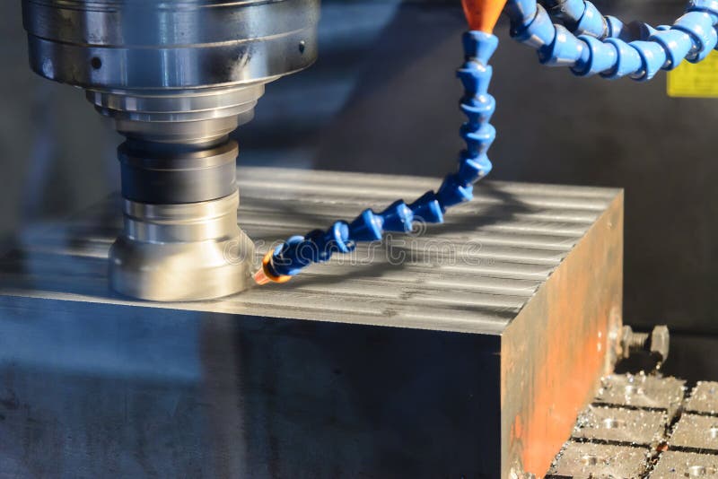 The CNC Milling Machine Cutting the Raw Material Stock Image - Image of ...