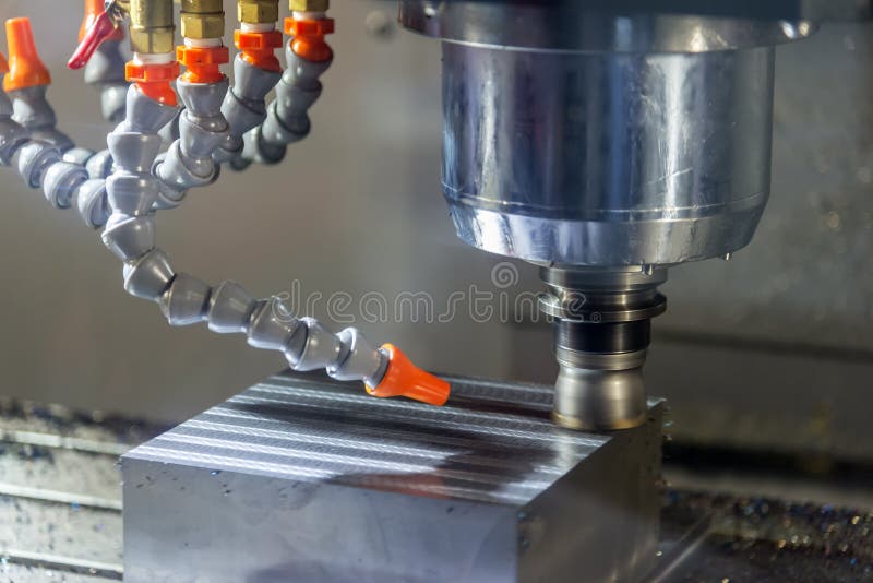 The CNC Milling Machine Cutting the Raw Material Stock Image - Image of ...