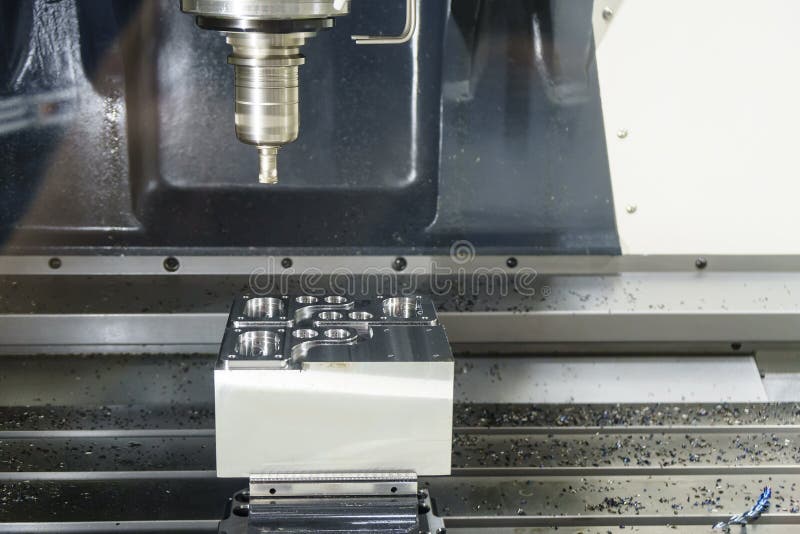 The CNC Milling Machine Cutting Cutting the Raw Stock Image - Image of ...