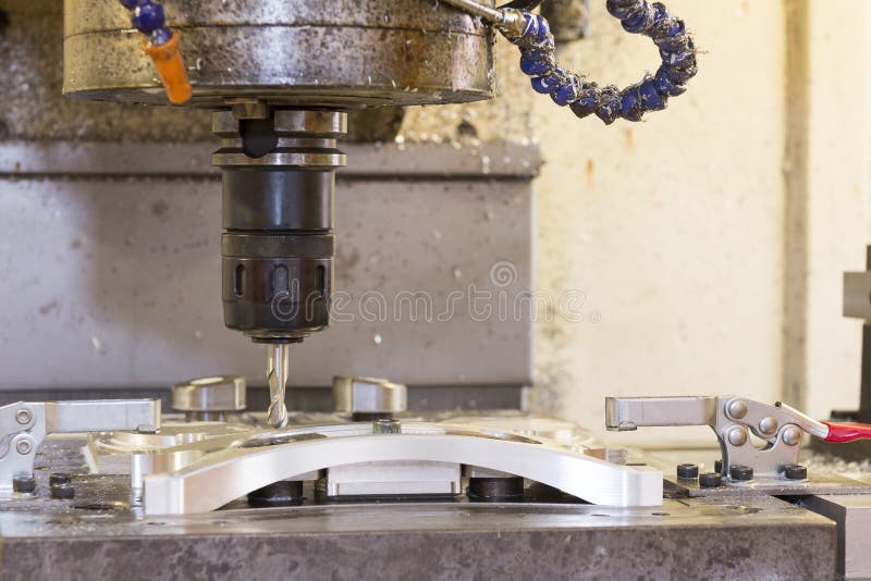 The CNC Milling Machine Cutting the Sample Part Stock Image - Image of ...